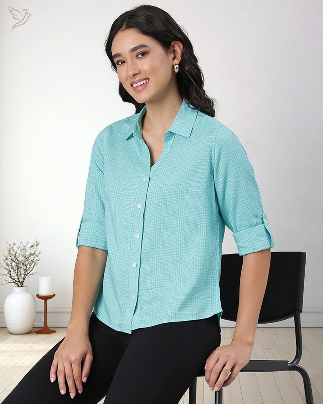 Buy Cyan Women Stylish Casual Shirt Online
