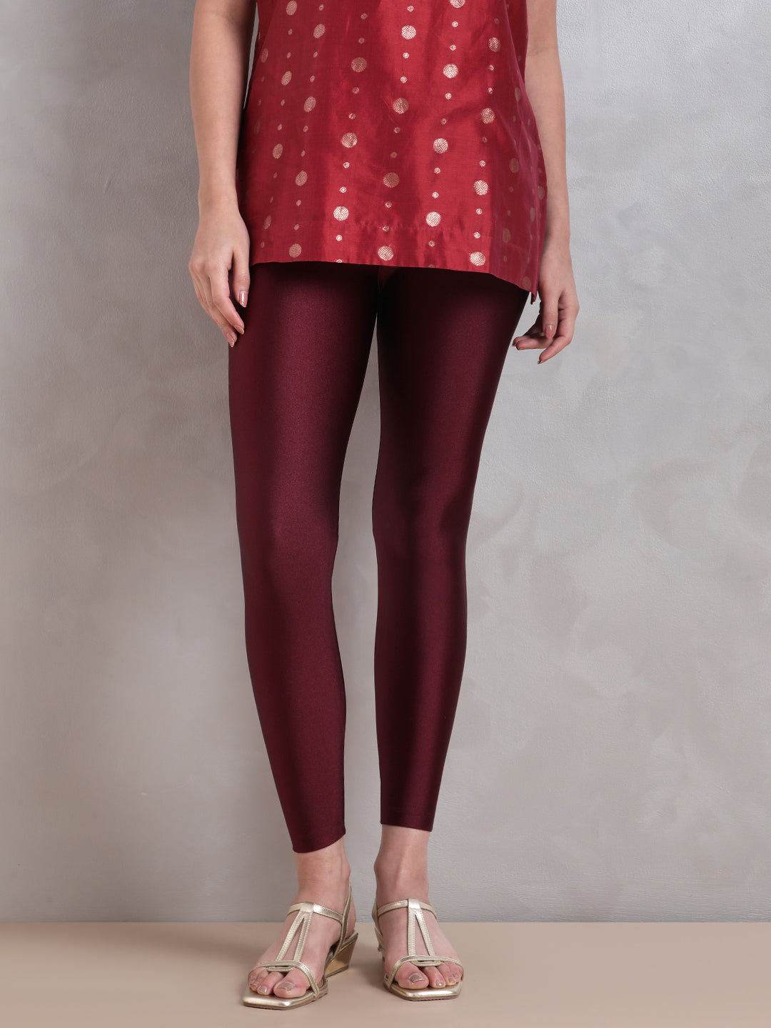 Magic Maroon Shimmer Leggings - Stylish Wear | Twin Birds