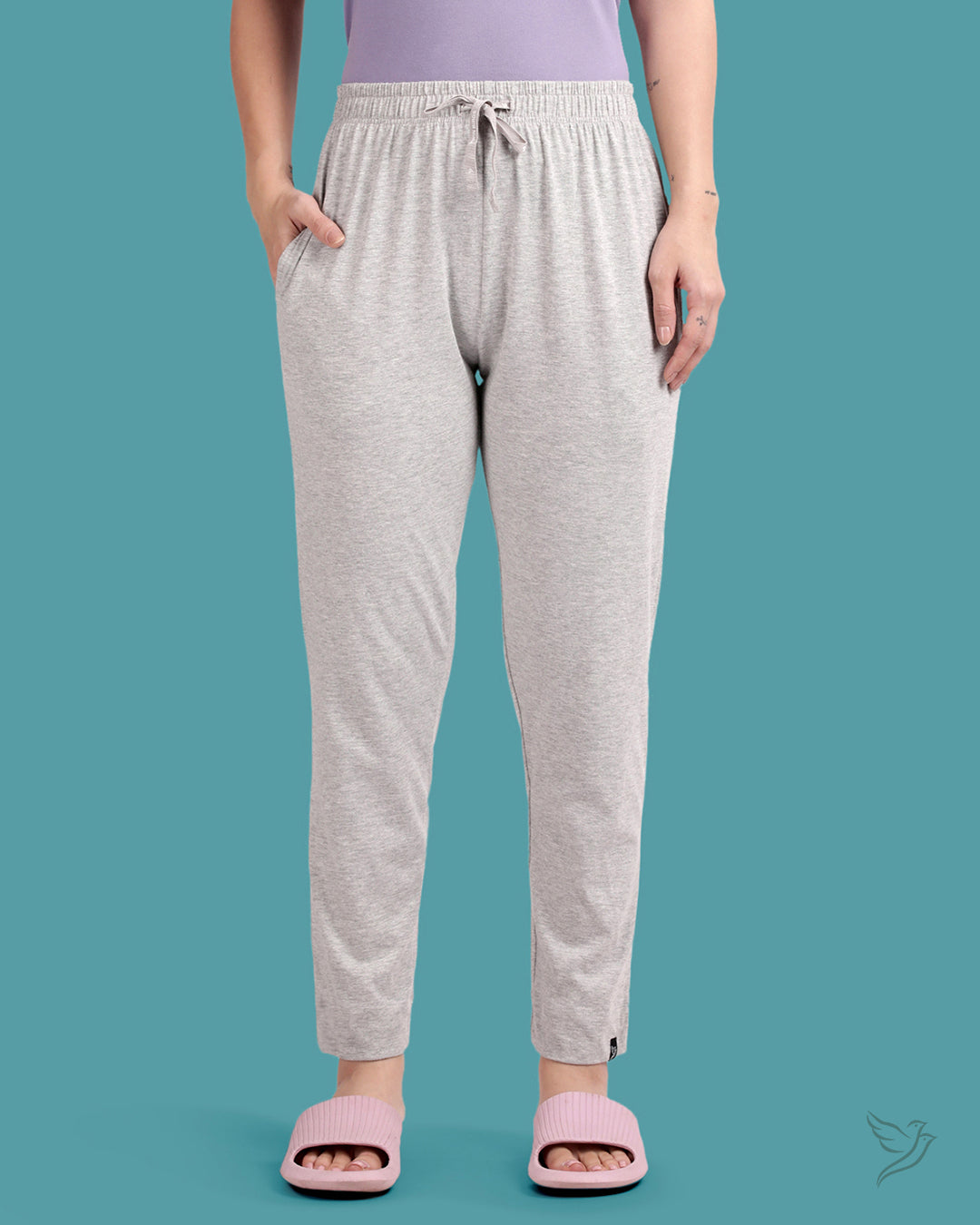 Women’s Solid Lounge Night Pant Grey Melange | Twin Birds