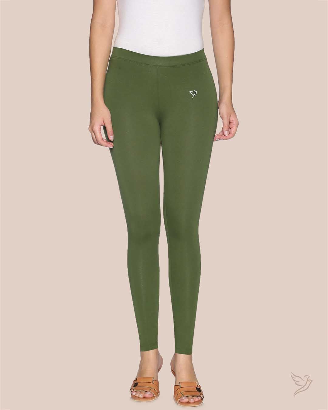Cotton Ankle Legging - Green Tree