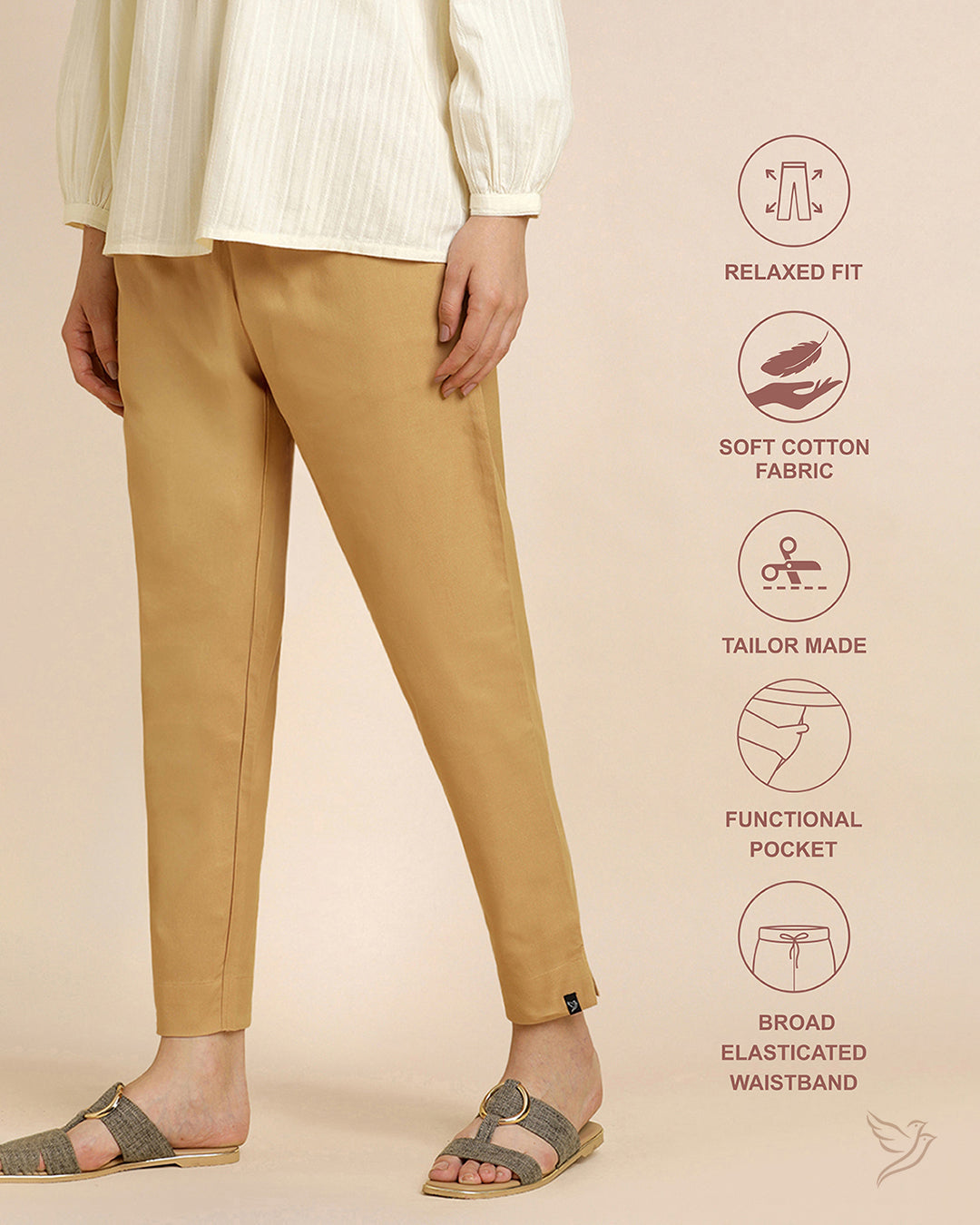 Cotton Straight Pant - Coffee