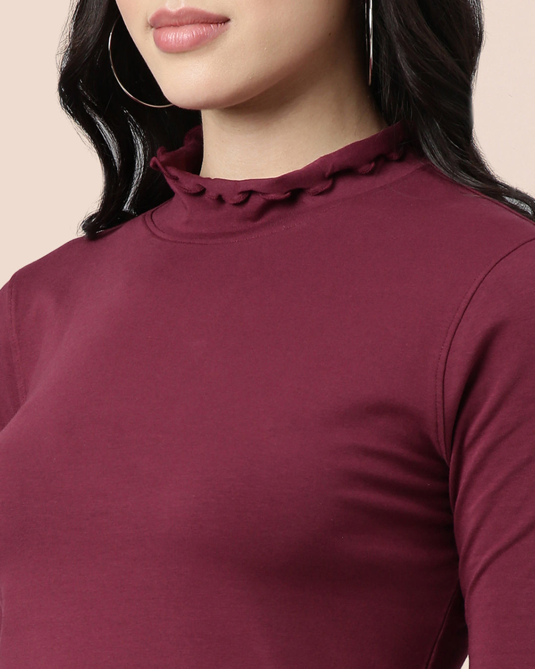 Buy Grape Vine Stylish High Neck Frill Tee Online