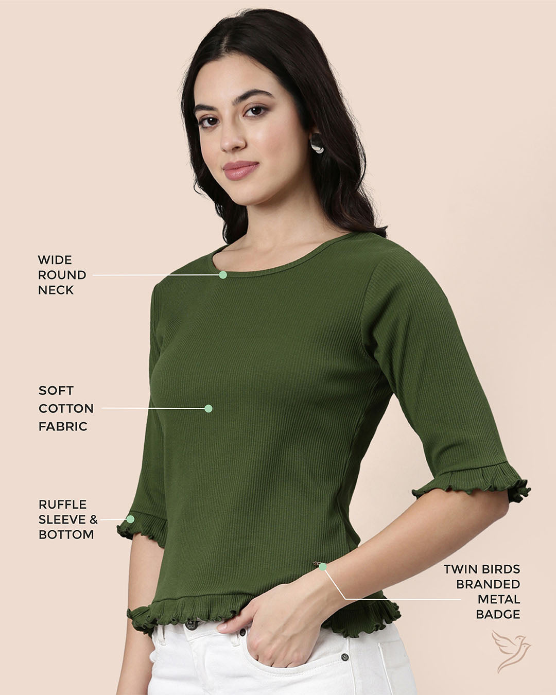 Buy Green Tree Women Stylish Ruffle Top Online