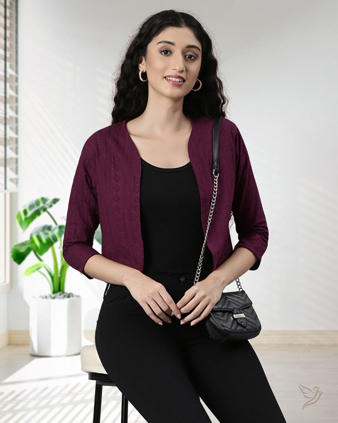 Buy Maroon Women Stylish Shrug Lace Online