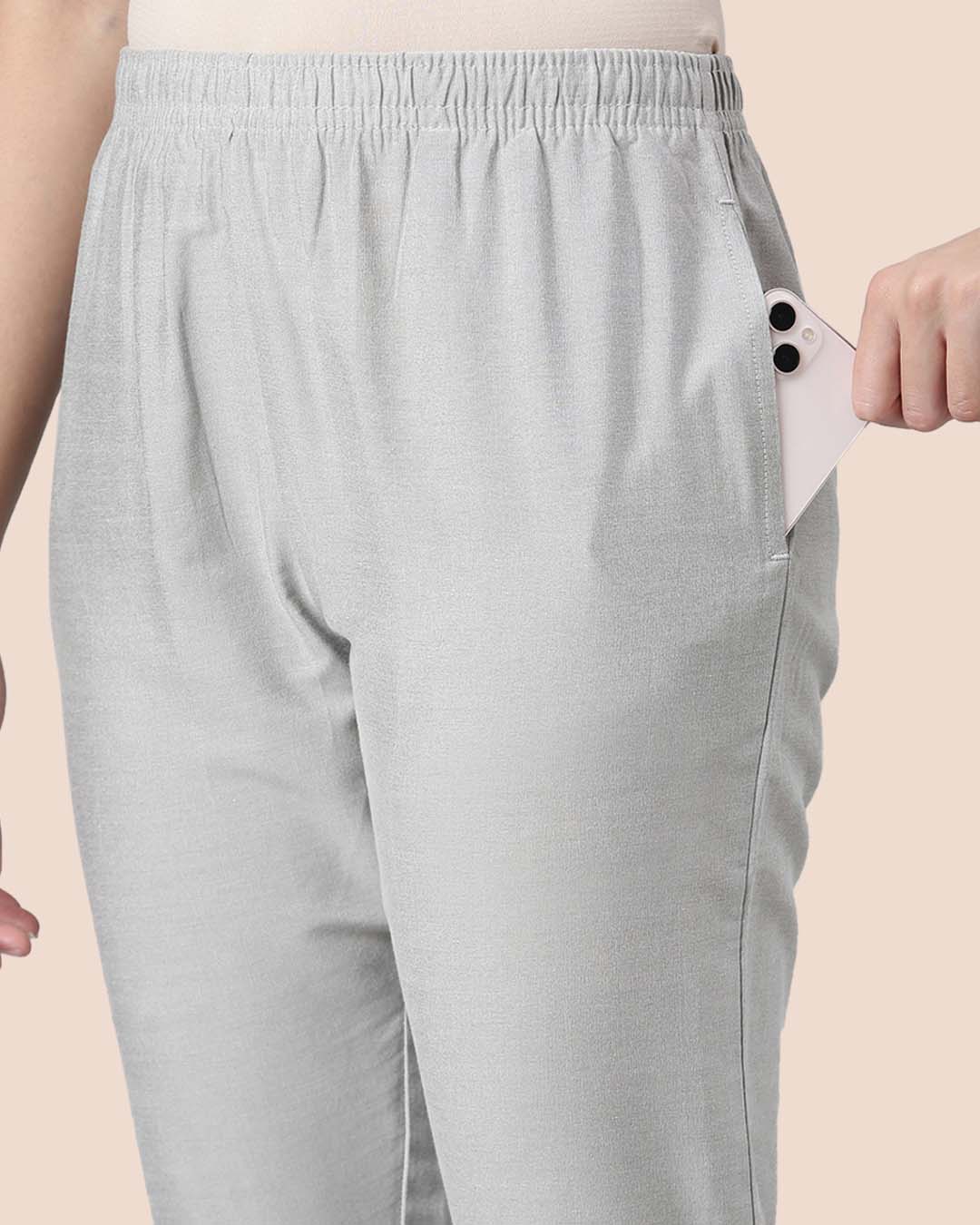 Buy Silver String Women Stylish Metallic Straight Pant Online